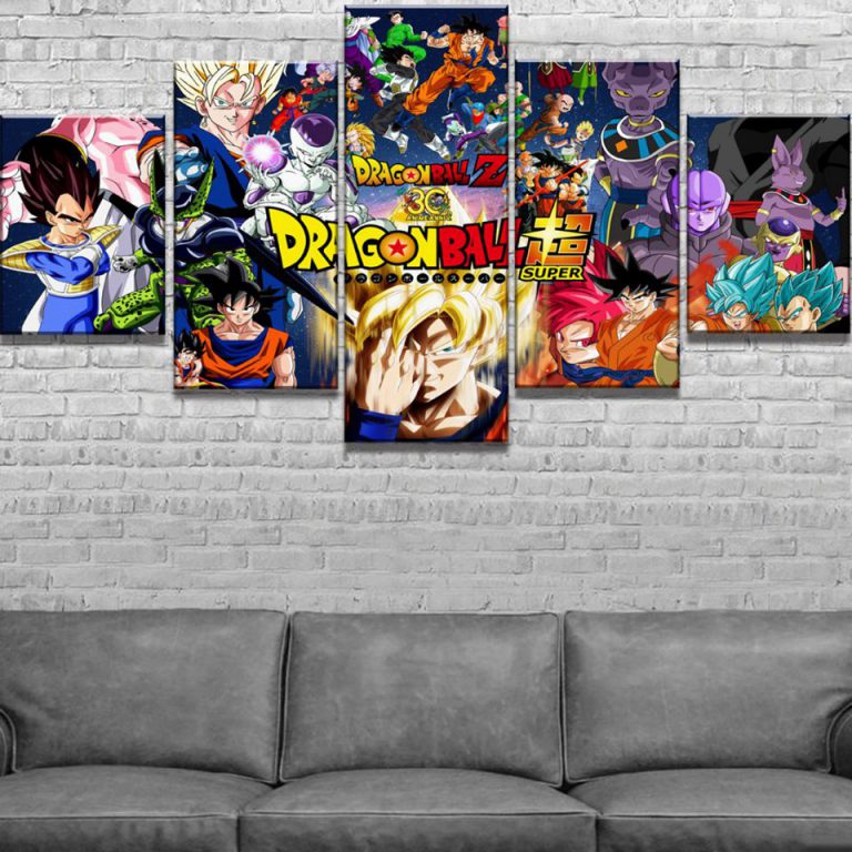 5 Pieces Dragon Ball Z Themes Canvas Wall Art | DBZ Shop