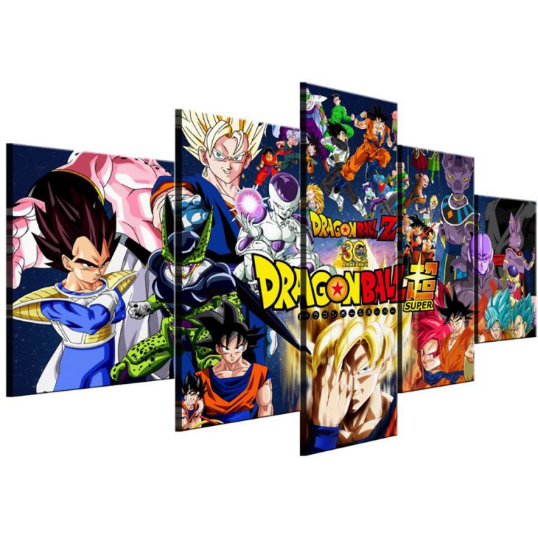 5 Pieces Dragon Ball Z Themes Canvas Wall Art | DBZ Shop